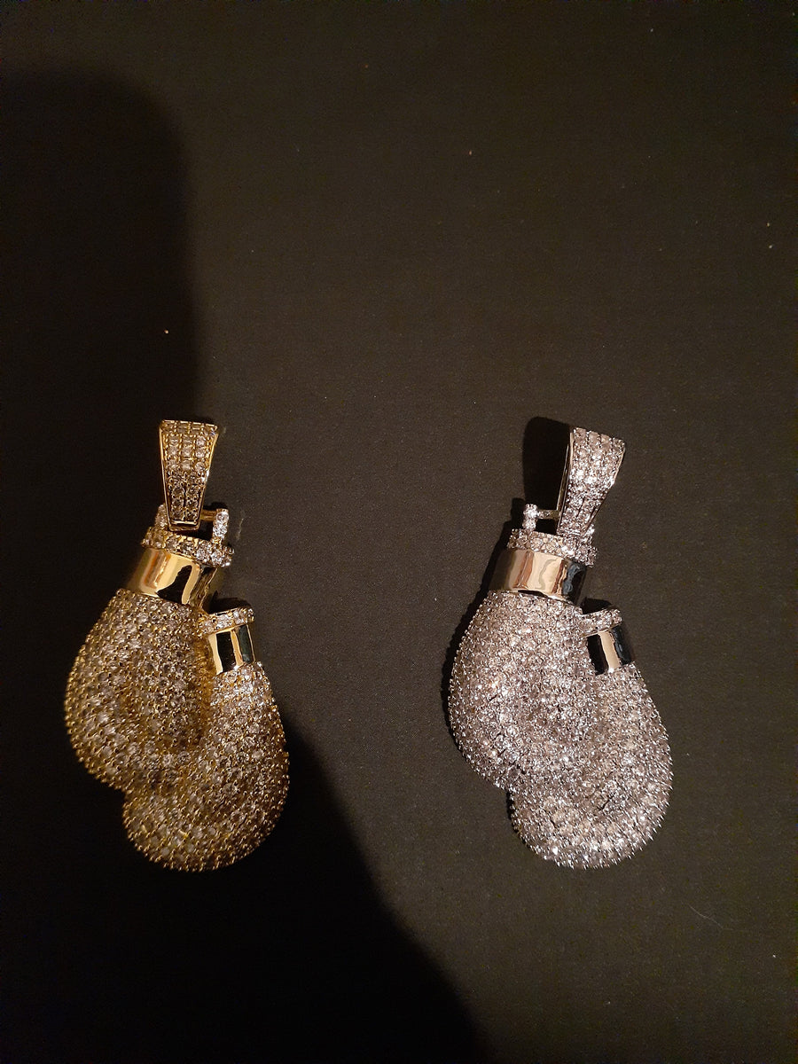 Iced out boxing gloves gold plated pendant – We-Got-Dealzz